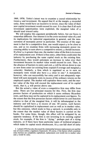 Tobin's q and Industrial Organization | PDF
