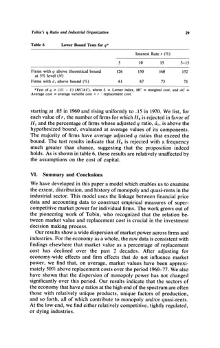 Tobin's q and Industrial Organization | PDF