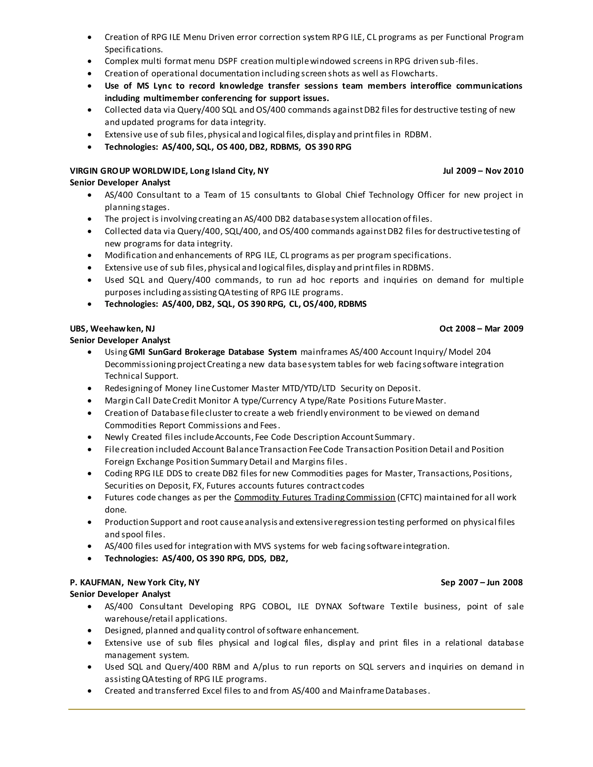 AS400 WMS resume | DOCX