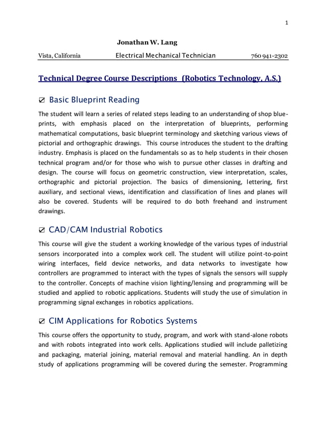 Technical Degree Course Descriptions | PDF