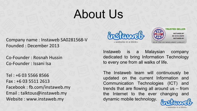 Instaweb Company Profile | PPT