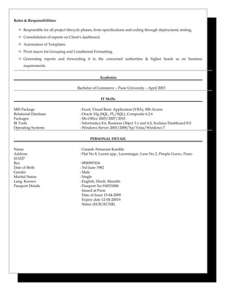 Ganesh profile | DOC | Databases | Computer Software and Applications