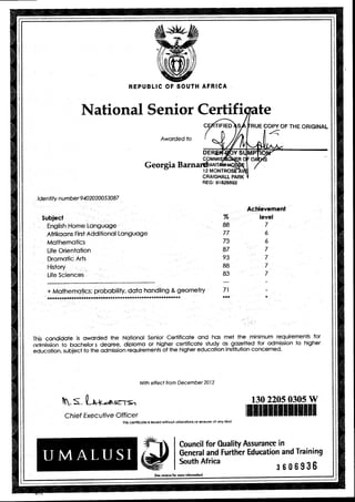 Matric certificate | PDF