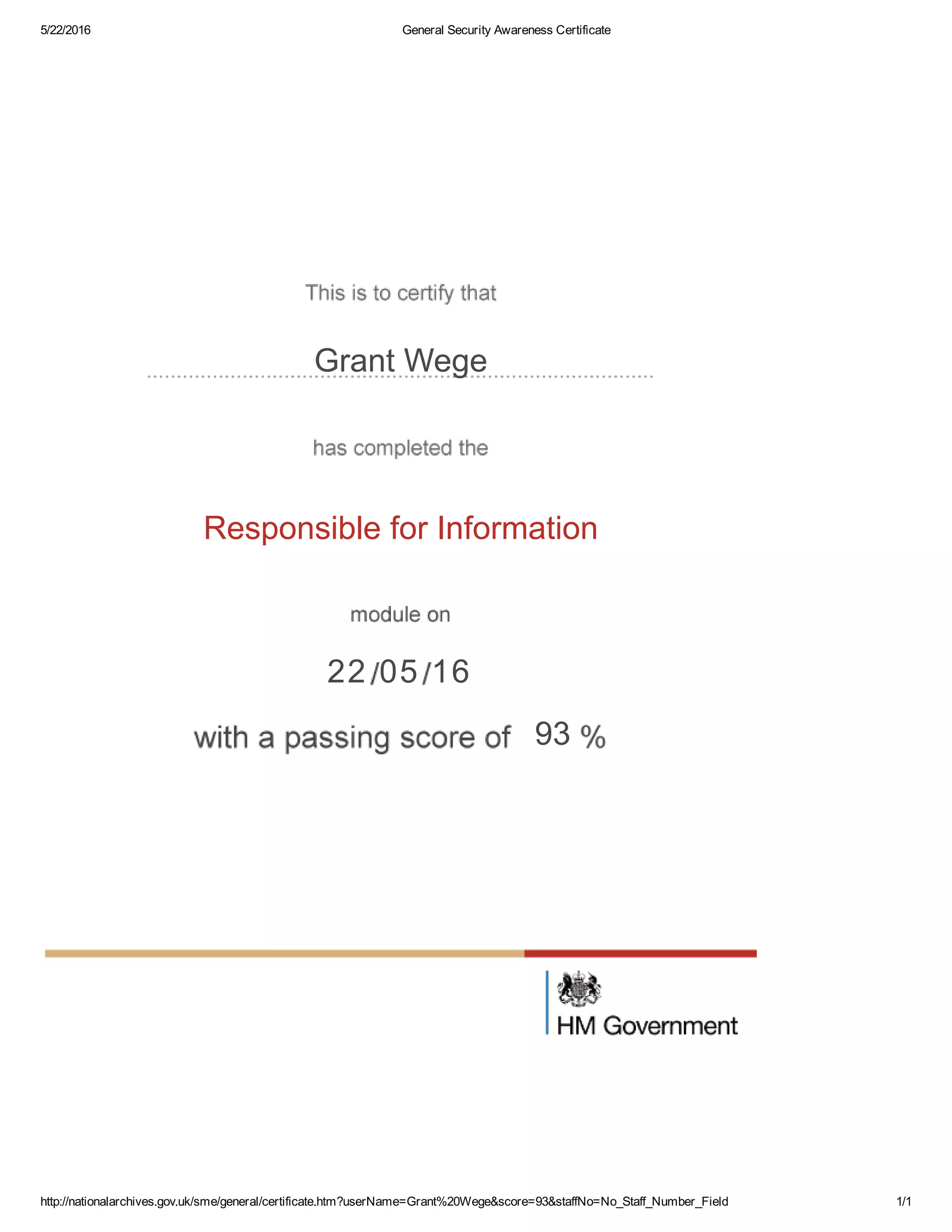 General Security Awareness Certificate | PDF
