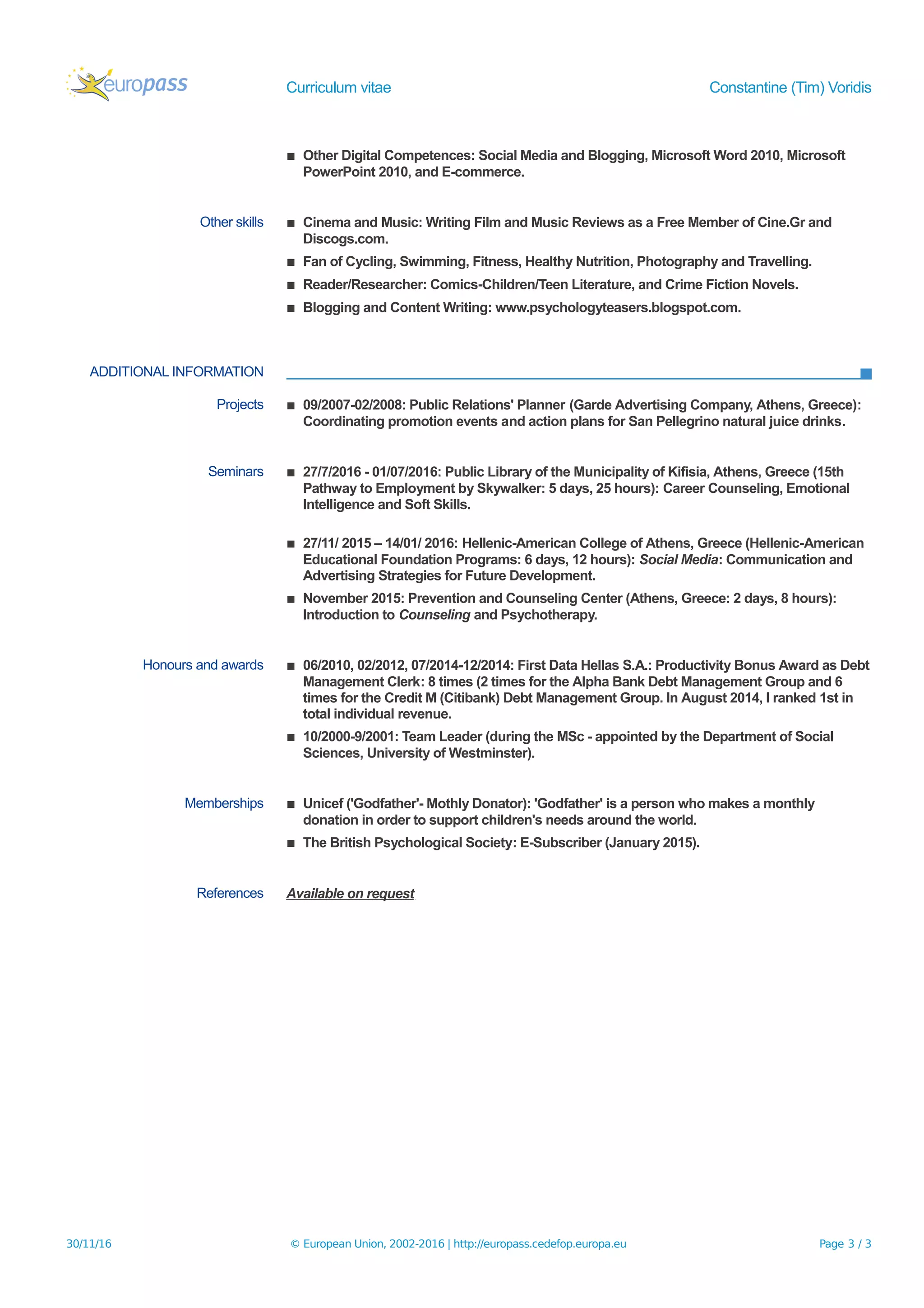 CV-Europass-20161130-Voridis-EN | PDF