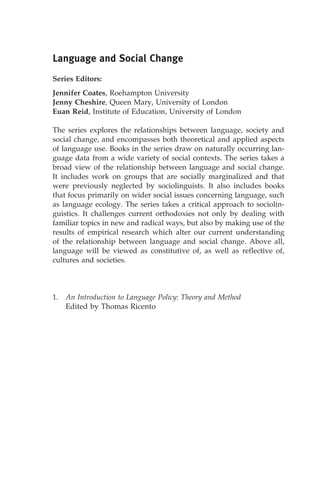 An Introduction To Language Policy Theory And Method Thomas Ricento | PDF