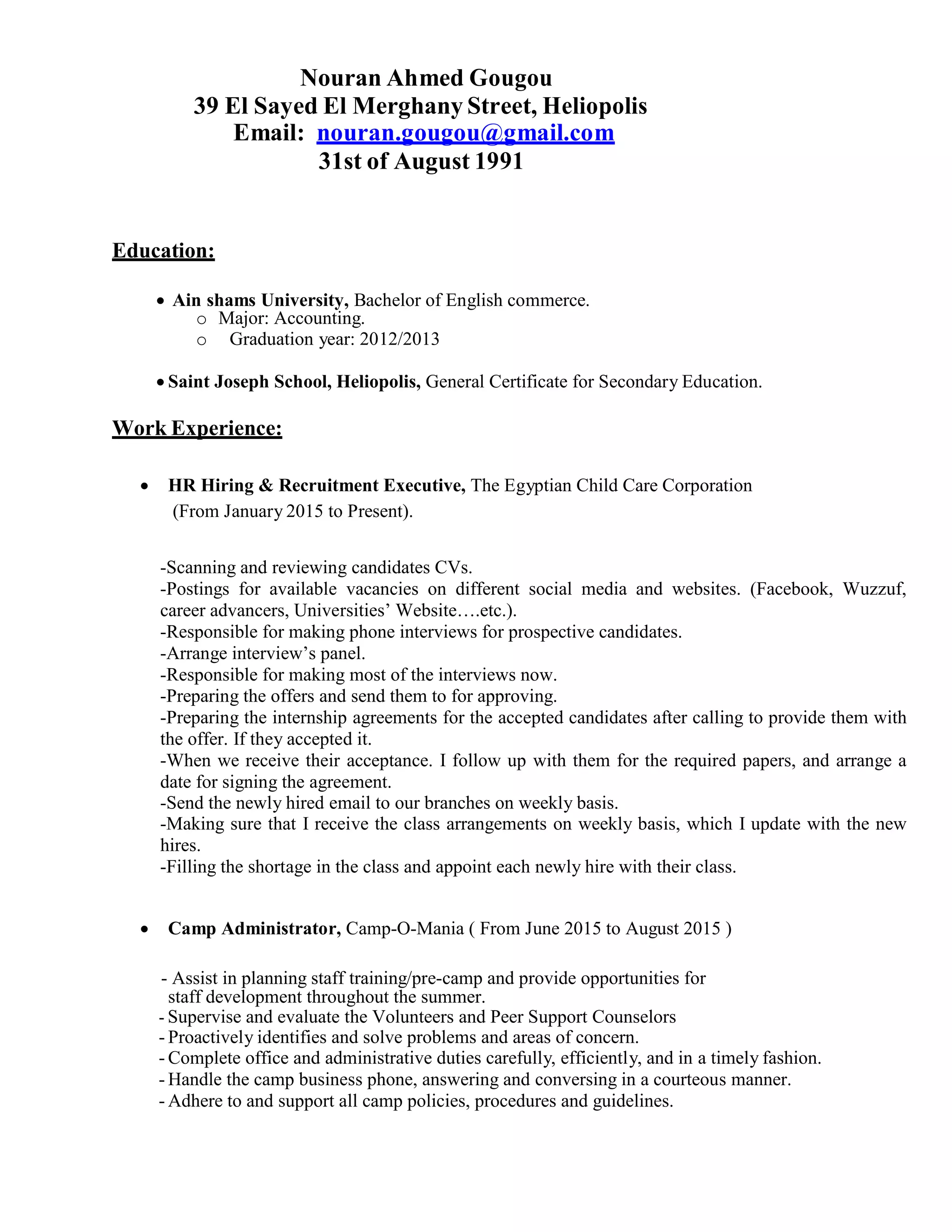 Nouran Gougou CV | PDF