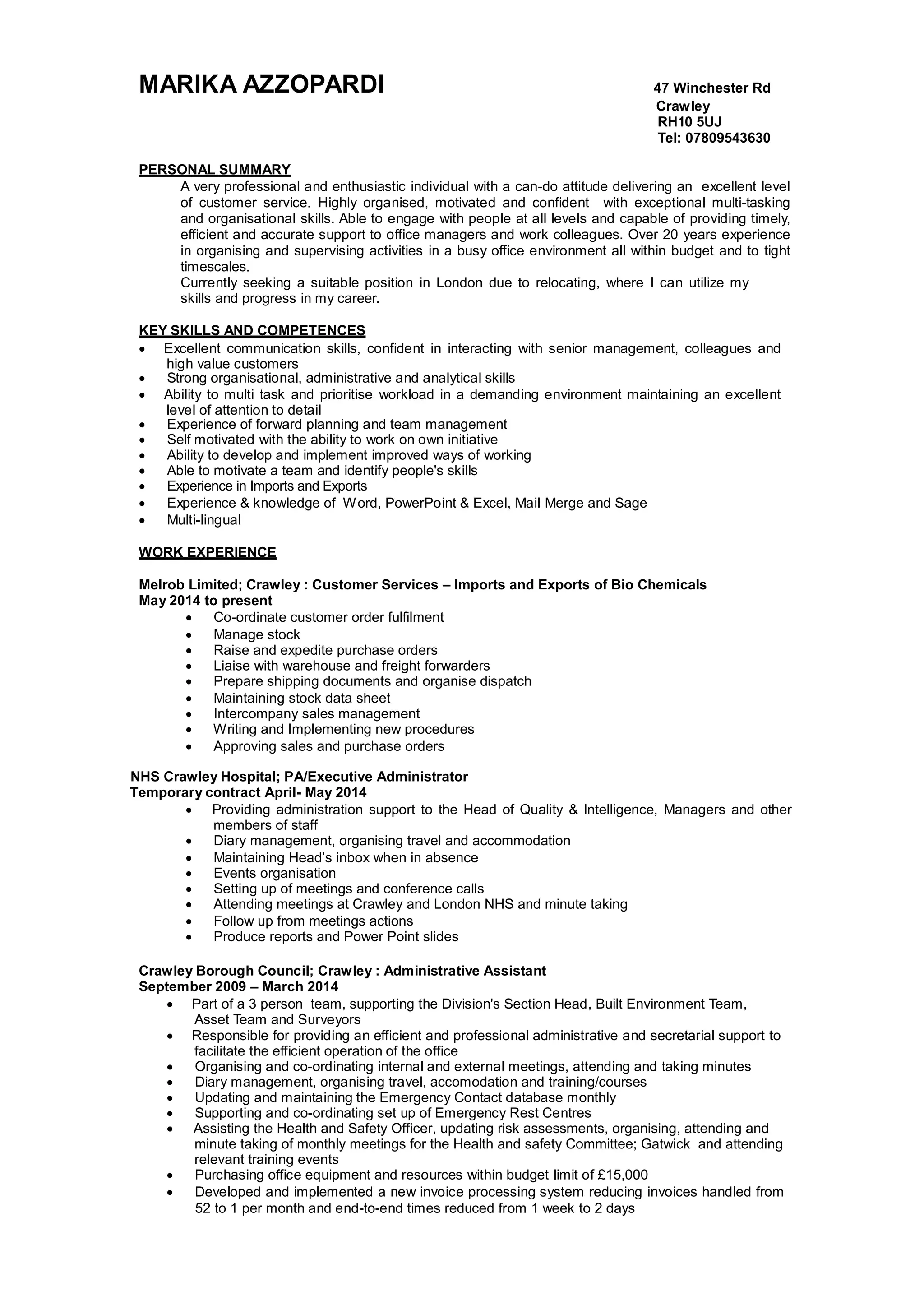 Marika Azzopardi Curriculum Vitae | PDF