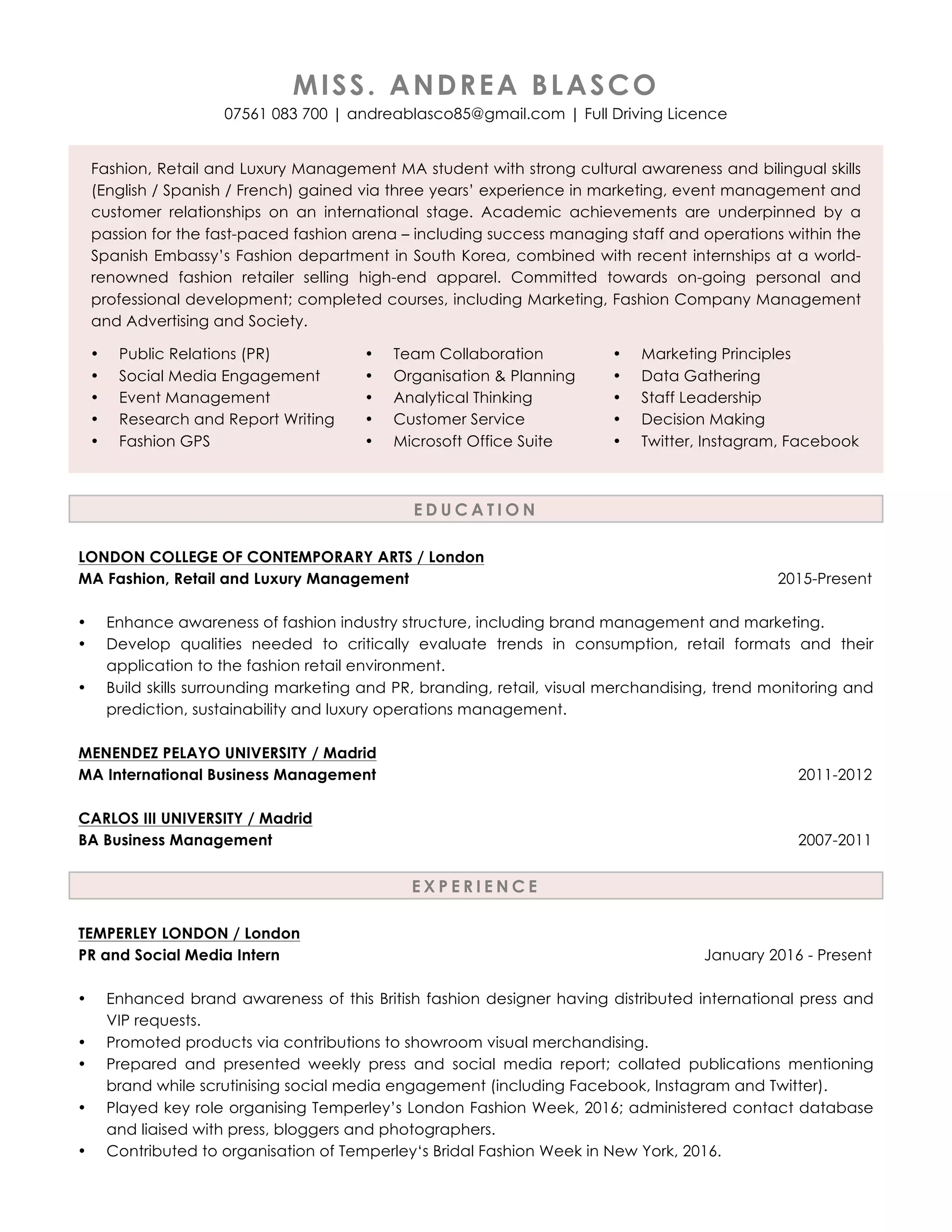 ANDREA BLASCO CV. | PDF