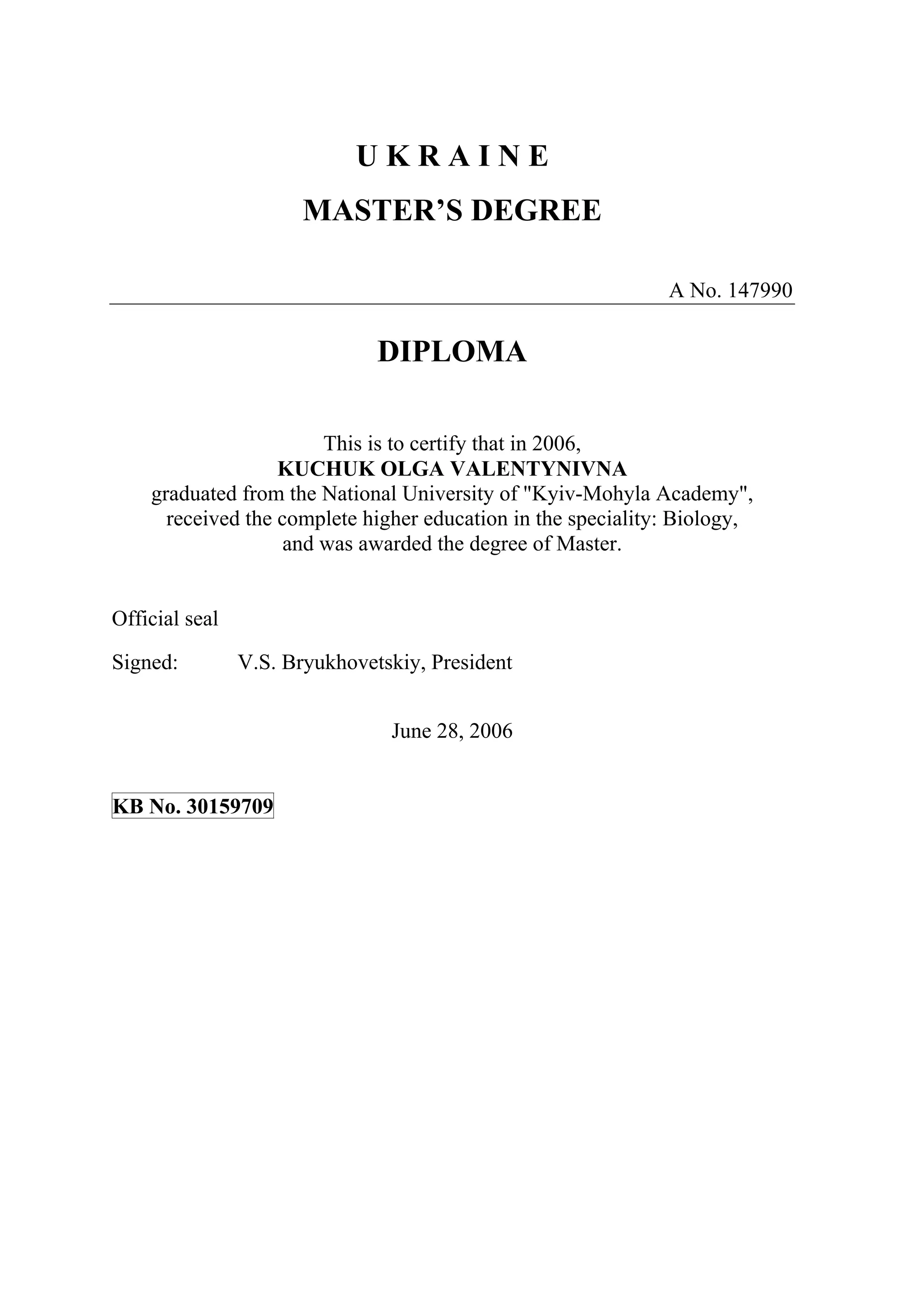 Kuchuk Olga_MSc_transcript | PDF