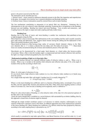 Macro Bending Losses in Single Mode Step Index Fiber | PDF