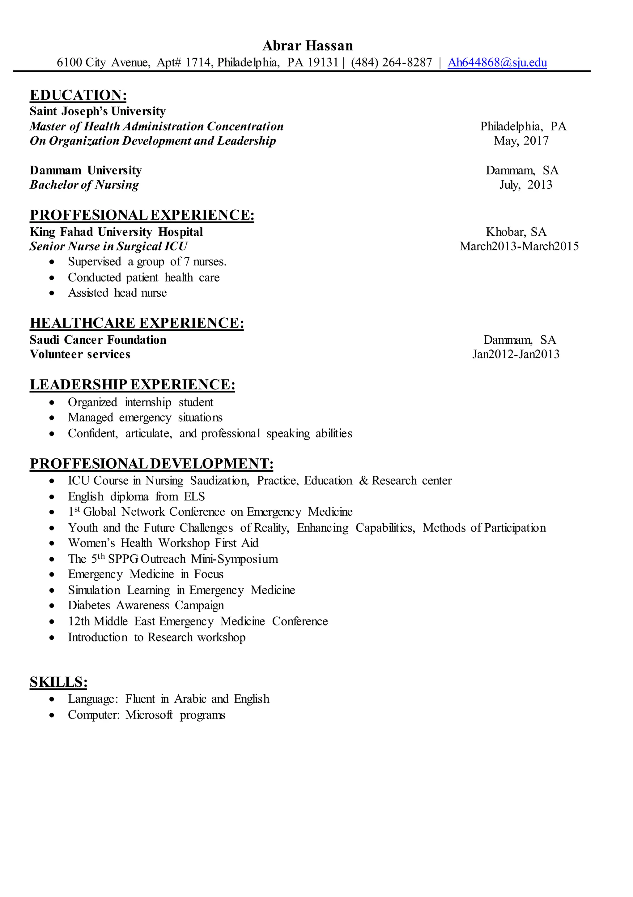 Abrar Hassan CV | DOCX | Education