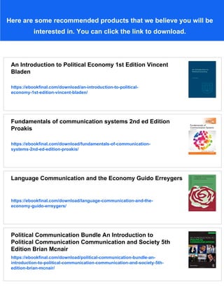 The Political Economy of Communication 2nd ed Vincent Mosco | PDF
