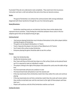 similarities game | PDF