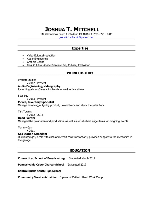 Josh Mitchell Resume | PDF