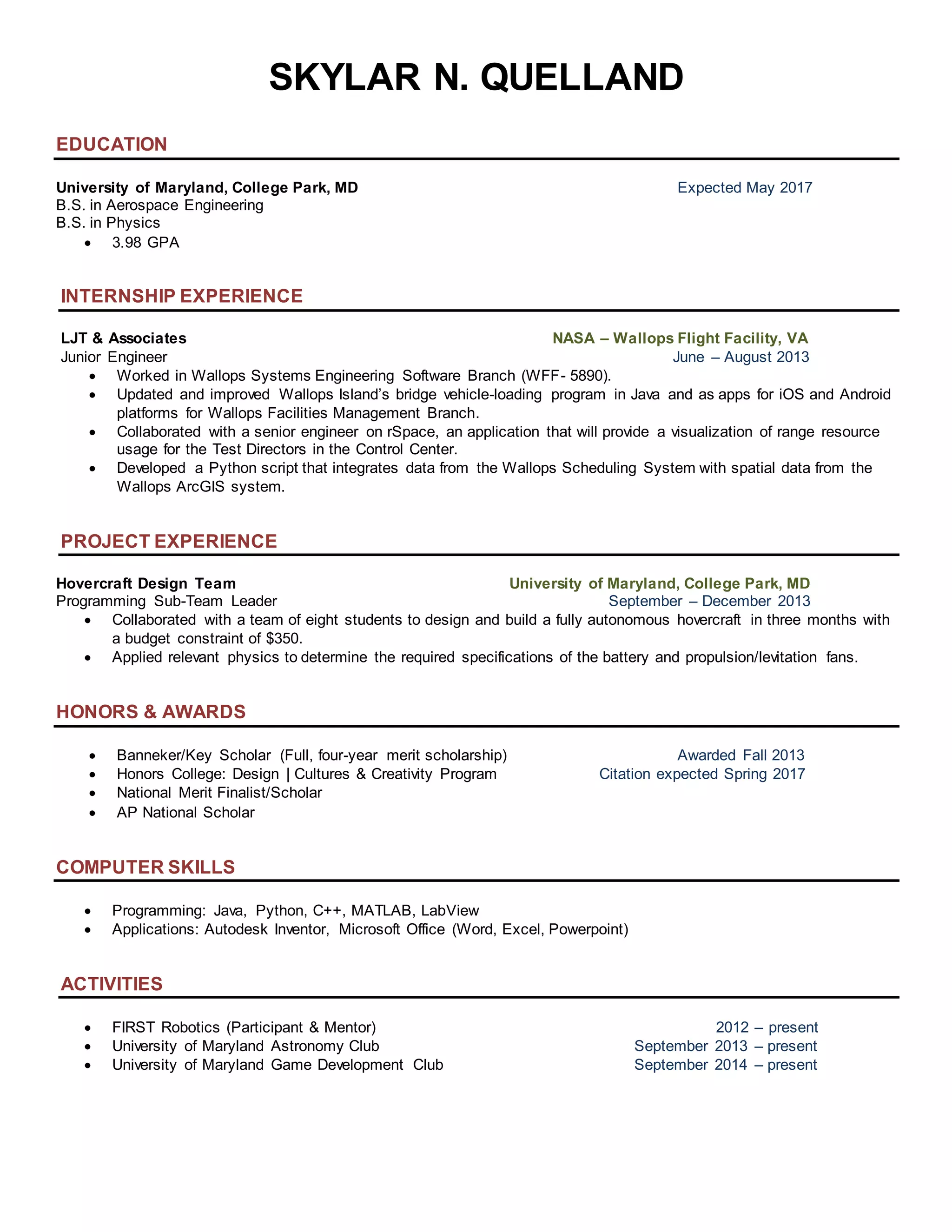 2015 Revised No Contact Resume | DOCX