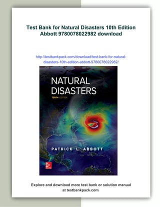 Test Bank for Natural Disasters 10th Edition Abbott 9780078022982 | PDF