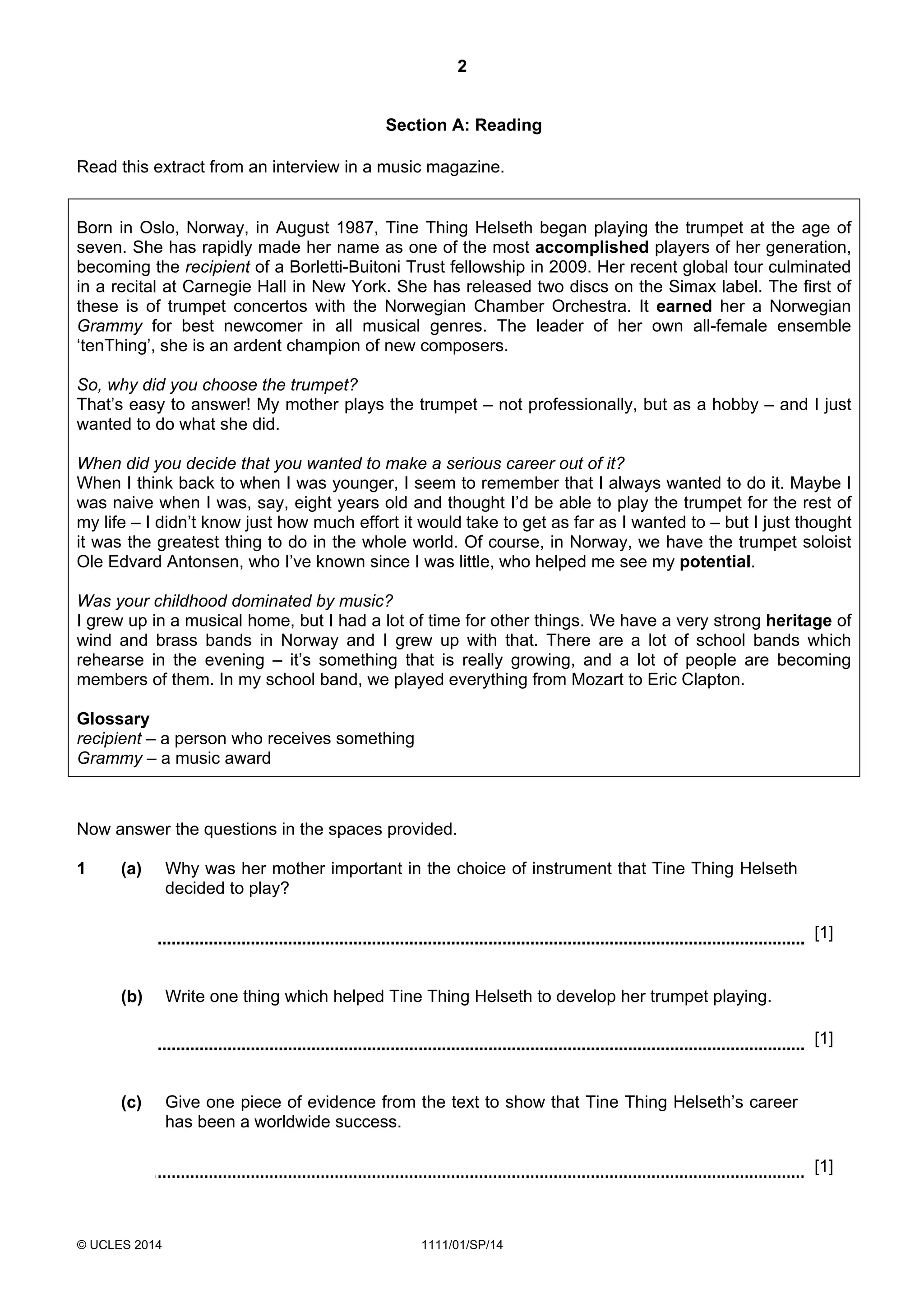 82701 english-specimen-paper-1-2014-2017 | PDF