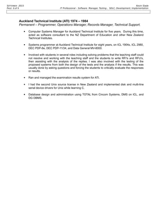 Kevin Slade - CV | PDF