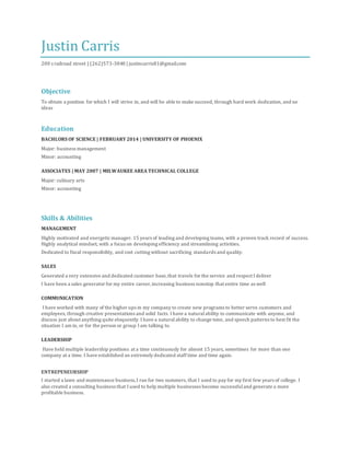 Justin Carris resume | DOCX