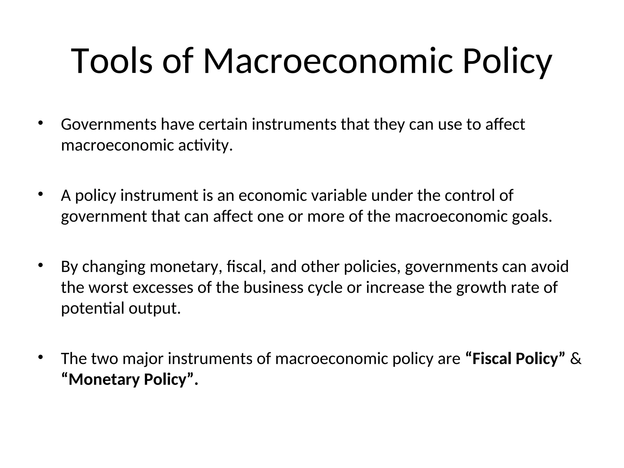 objectives and instruments of macroeconomics | PPT