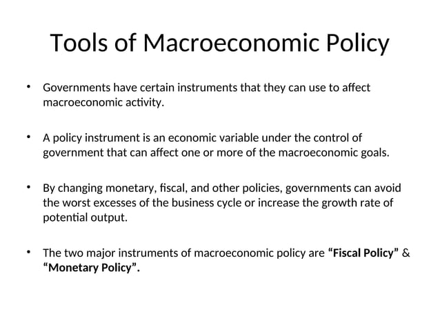 objectives and instruments of macroeconomics | PPT