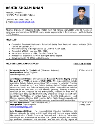 Ashik Shoam Khan_ Safety CV-1 | DOC | Civil Engineering Industry | Industries