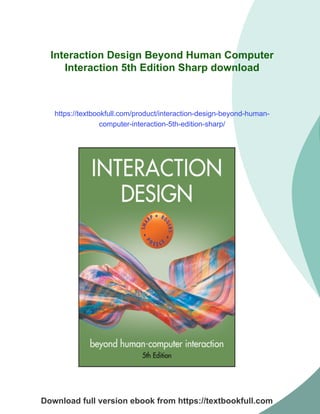 Interaction Design Beyond Human Computer Interaction 5th Edition Sharp ...
