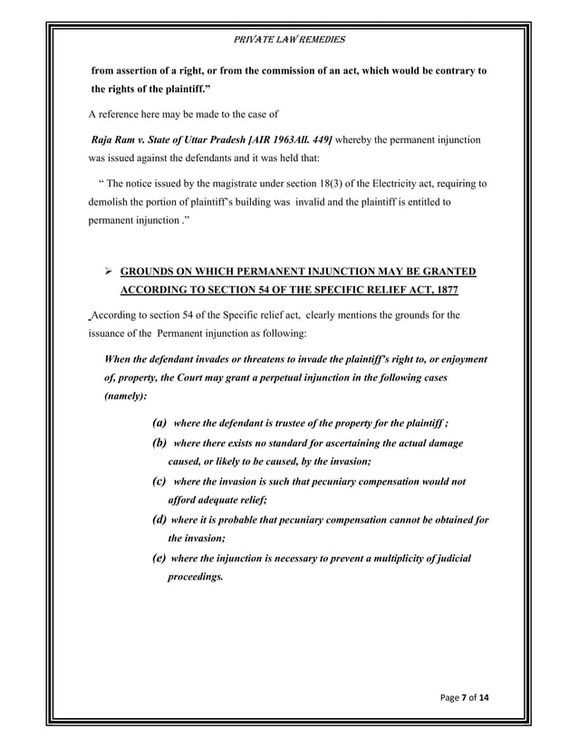 Brief Private Law Remedies in Administrative Law | PDF