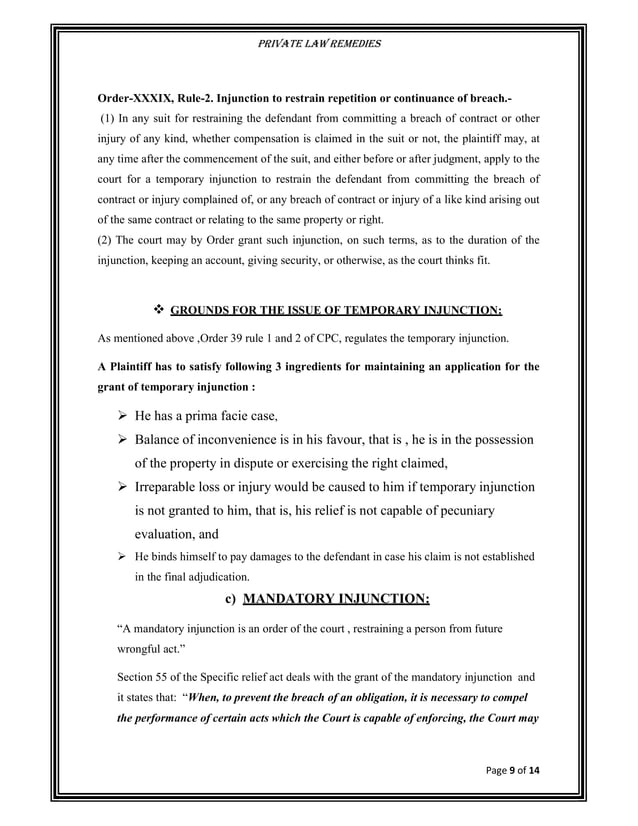 Brief Private Law Remedies in Administrative Law | PDF