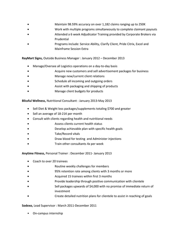 MWResume[1] | DOC | Business | Business and Finance