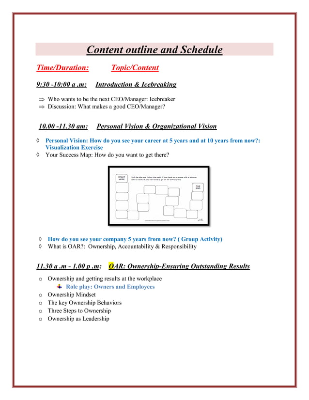 OAR (Ownership, Accountability & Responsibility) Workshop | PDF | Human ...