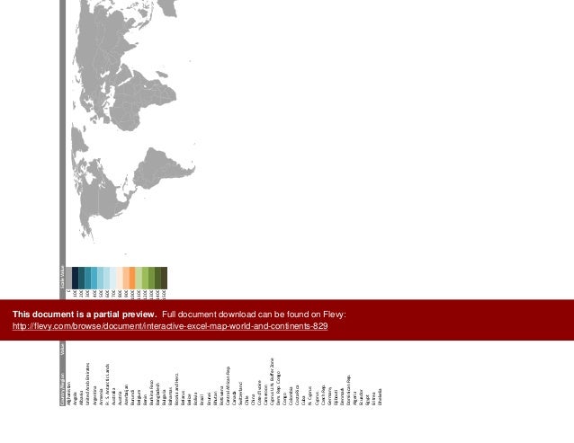 Interactive Excel Map: World and Continents