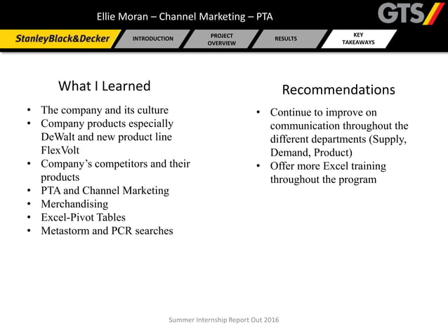 Internship Report Out Template_2016 | PPT