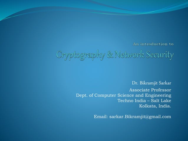 Introductory Lecture on Cryptography and Information Security | PPT