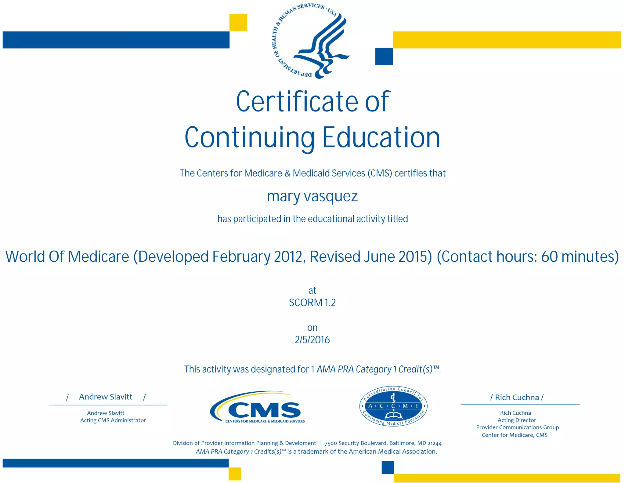 World of Medicare Certificate | PDF