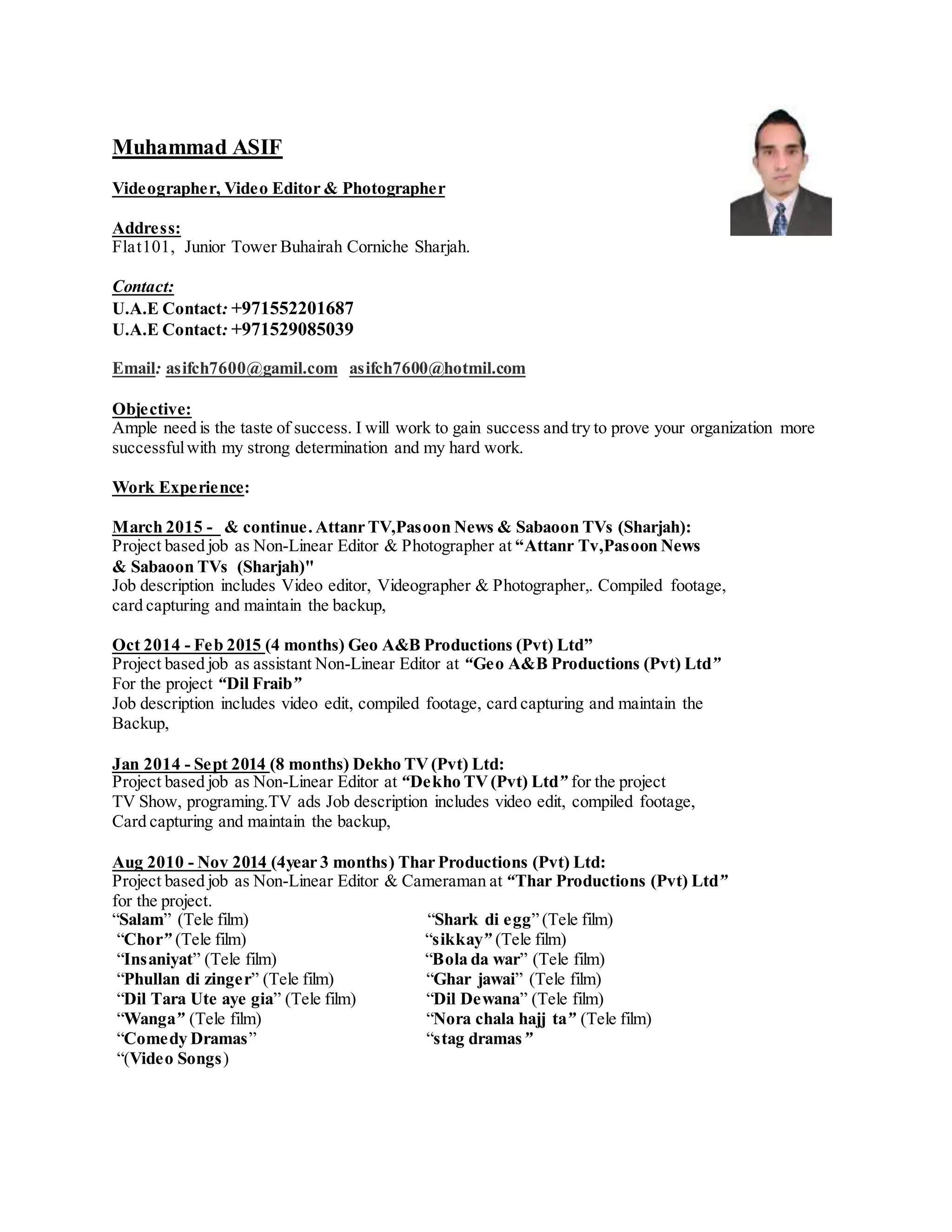 M.Asif Cv | PDF