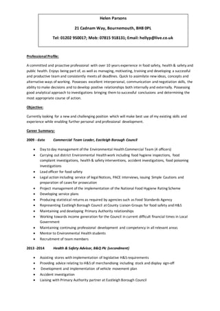 CV - Helen Parsons 2014 | PDF