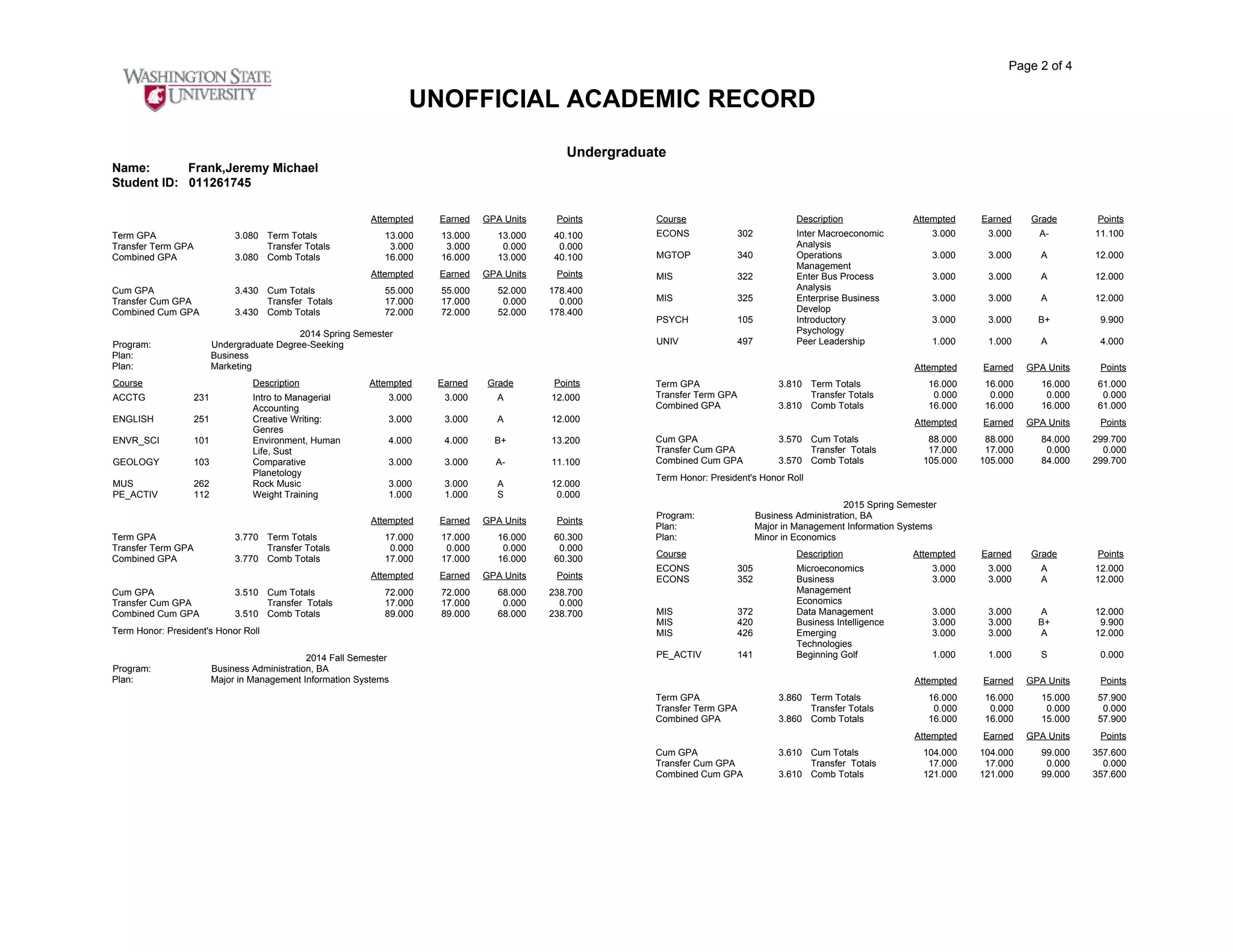 Transcript - Spring 2016 | PPT