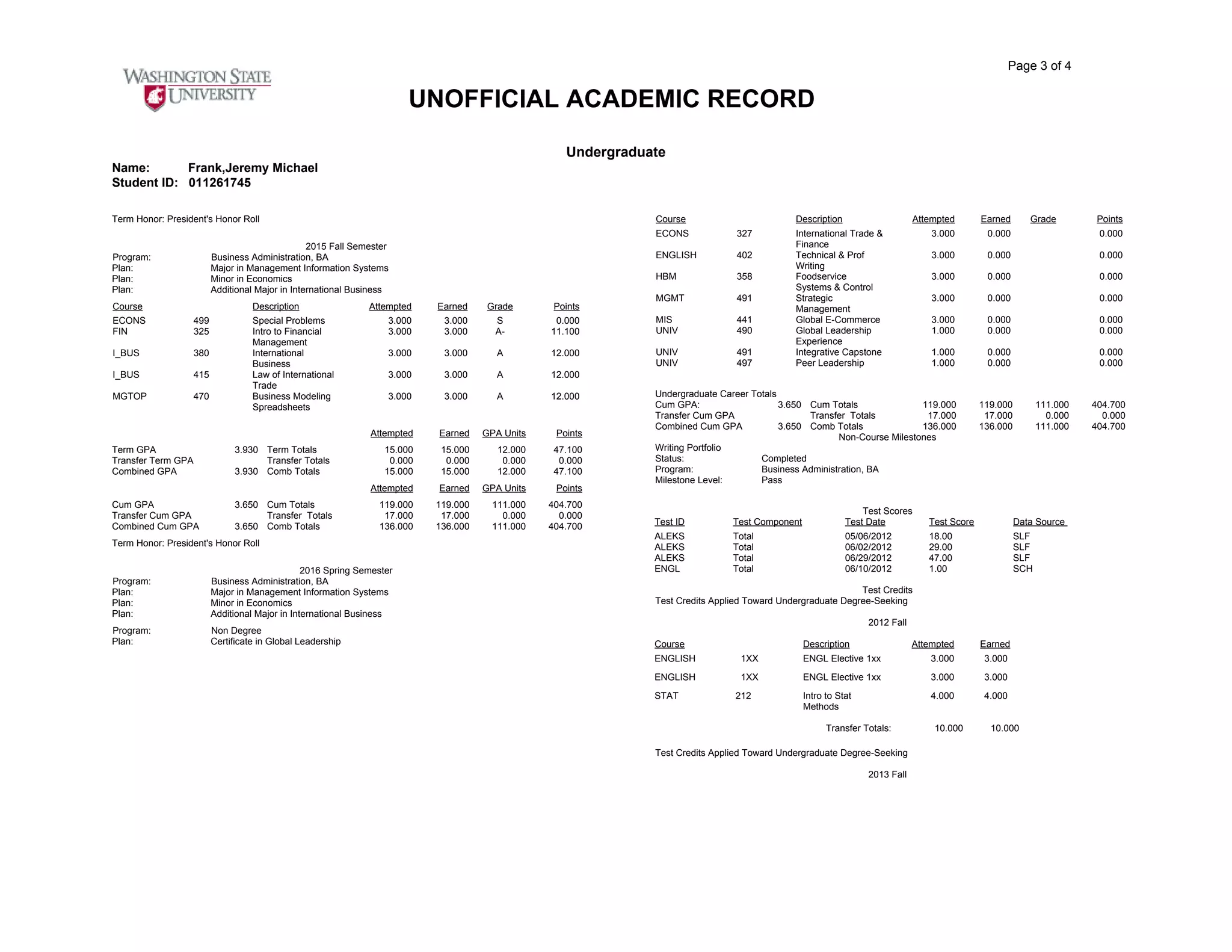 Transcript - Spring 2016 | PPT