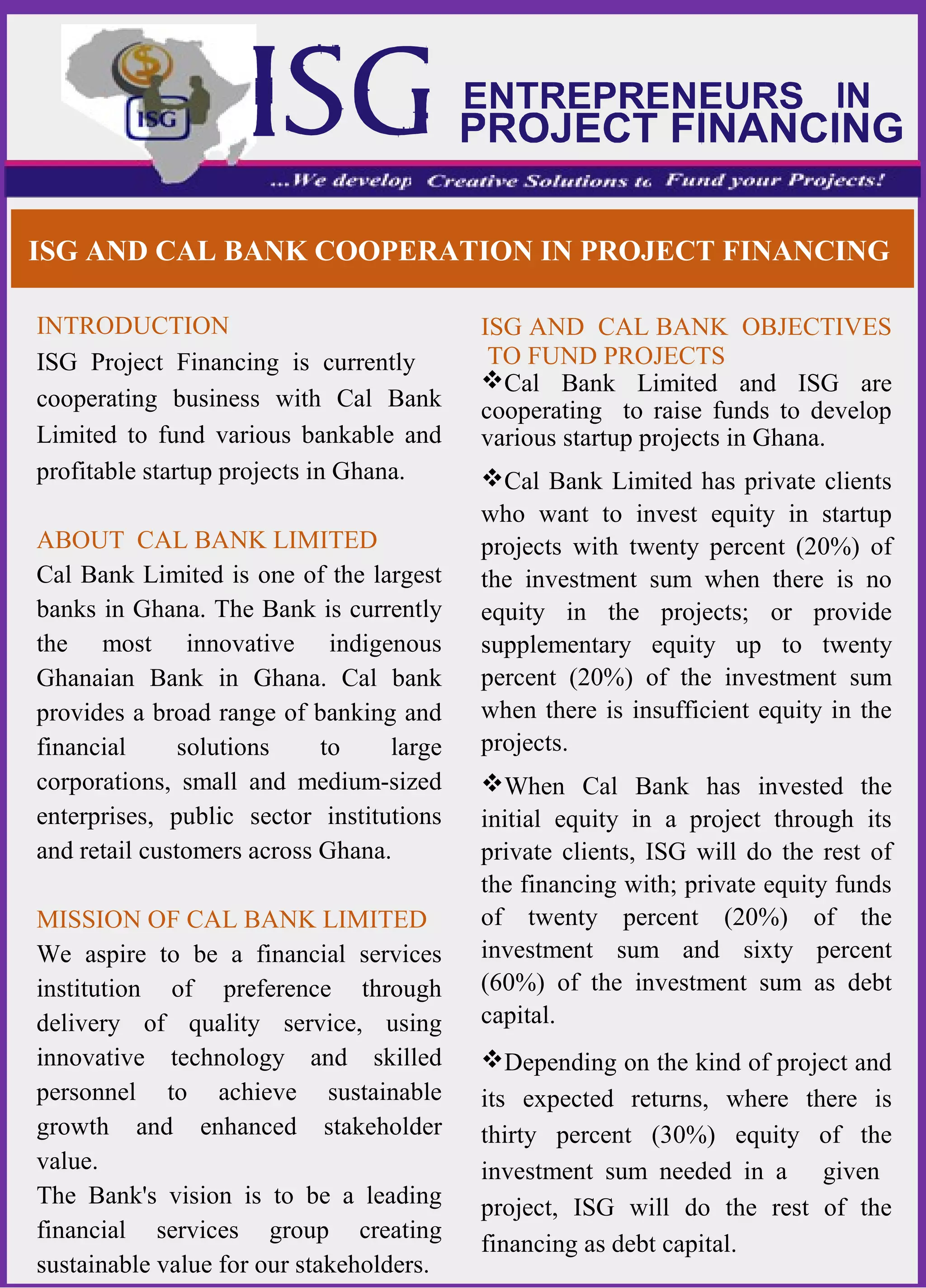 ISG Partnership with Cal Bank | PPS