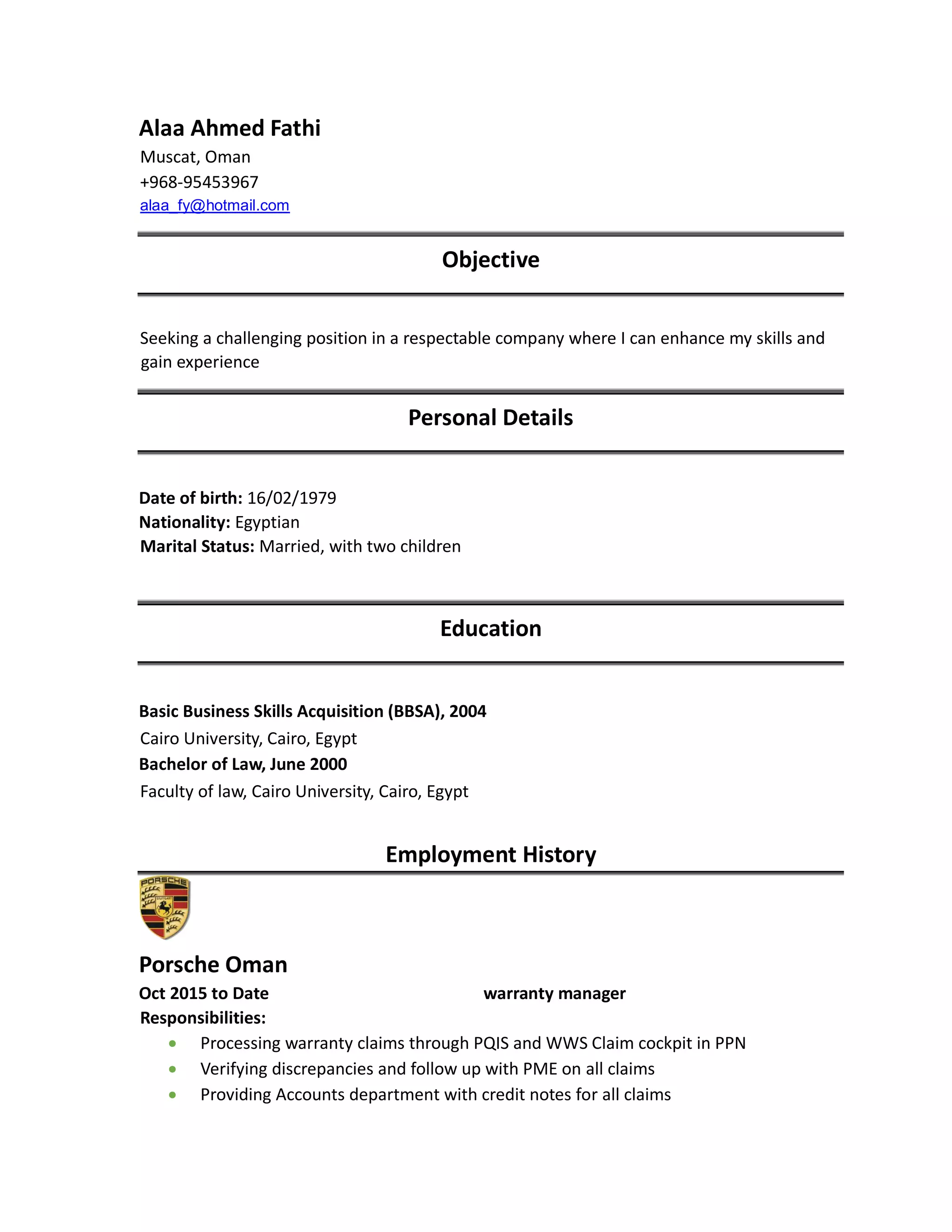 Alaa Fathi CV 1 | PDF | Business | Business and Finance