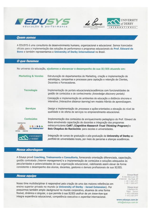 Edusys And Hsm Flyers Edward De Bono Interview For Folha Apr Mai 2003