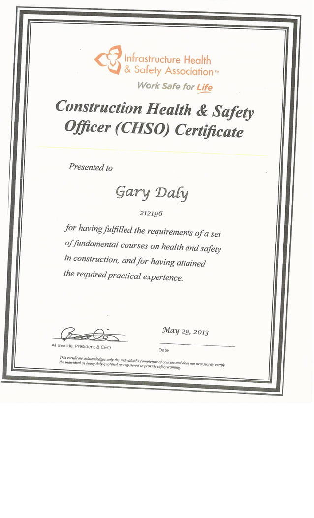 CHSO Certificate | PDF