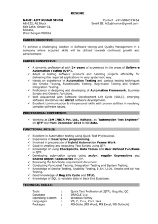 Ajit_2+ year_QTP_Experience_Resume | PDF