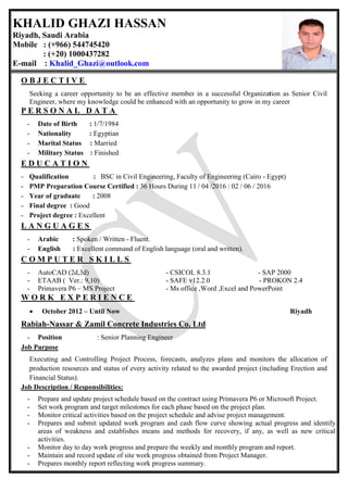 Engr. Khalid Ghazi C.V | PDF