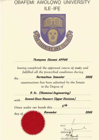 OAU Certificate | PDF