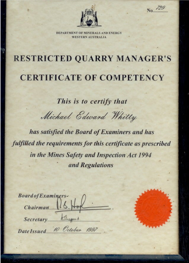 Quarry Manager's Certificate | PDF