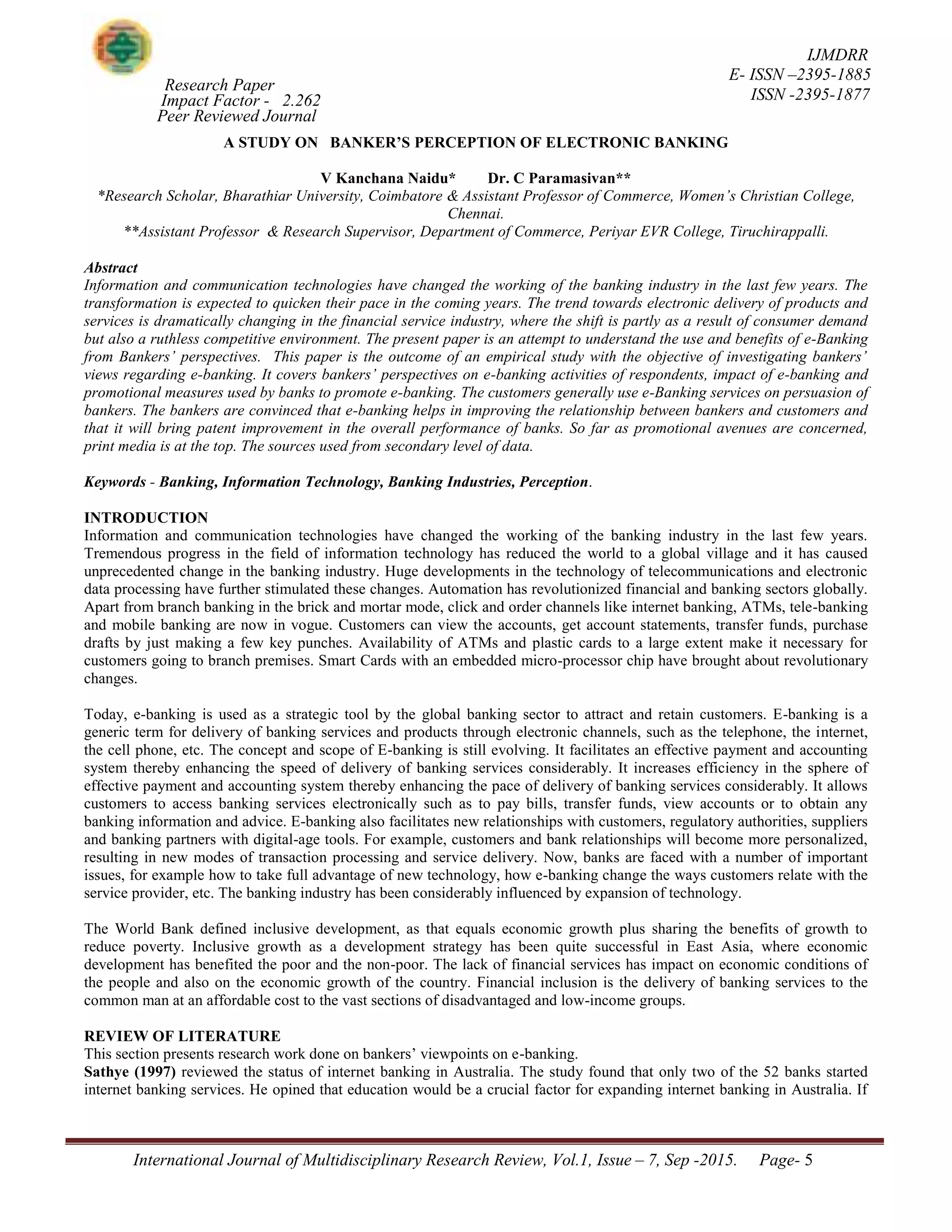 82 a study on banker's perception of electronic banking | PDF