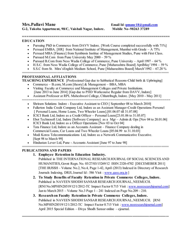 Pallavi Mane CV | DOCX
